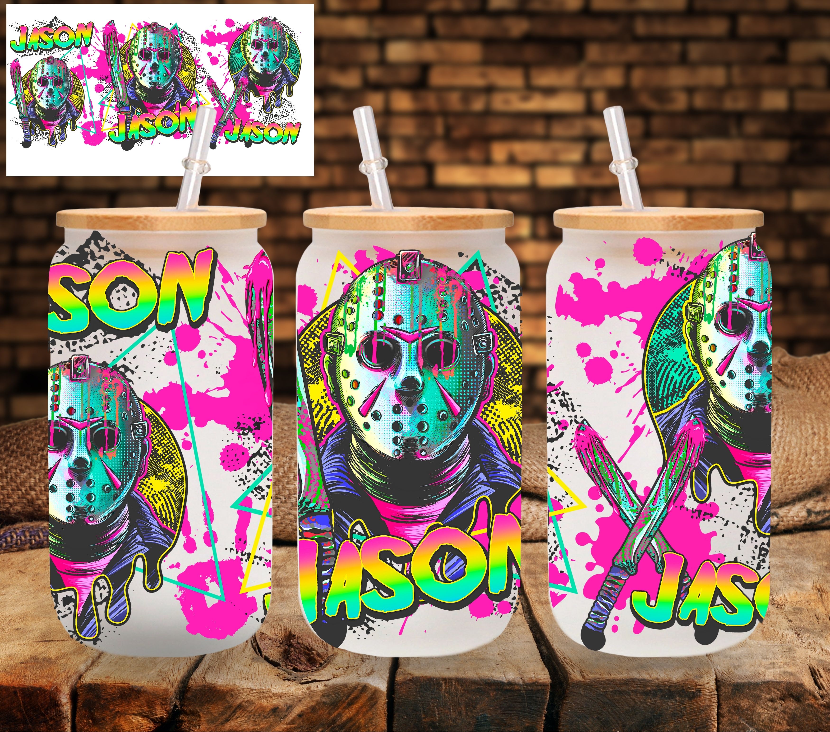 Neon Jason UV DTF Libbey wrap – Kraft Craze