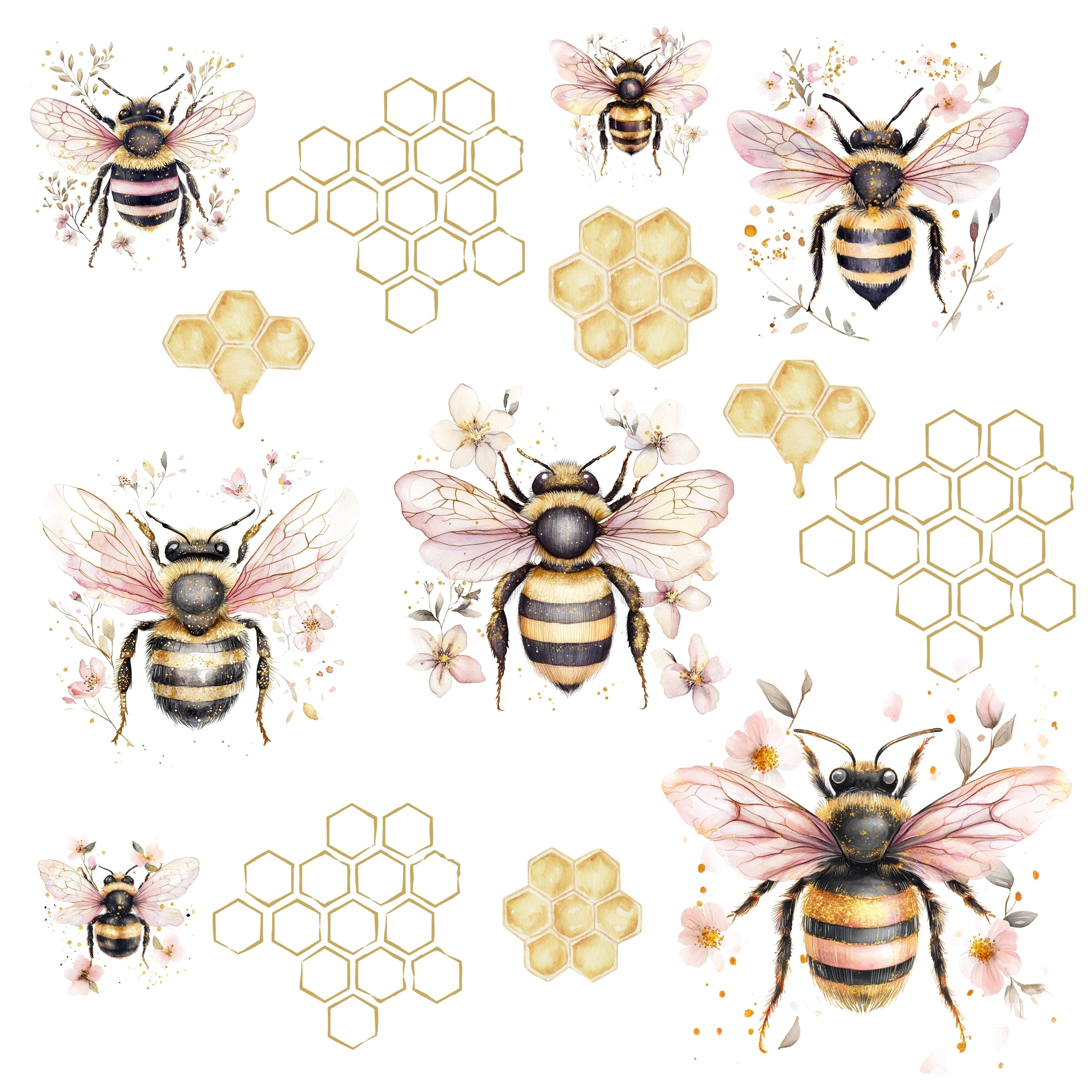 Leopard,Lace and bees Decal Sheets UV DTF Decal accent Sheet 10x10 4 d ...