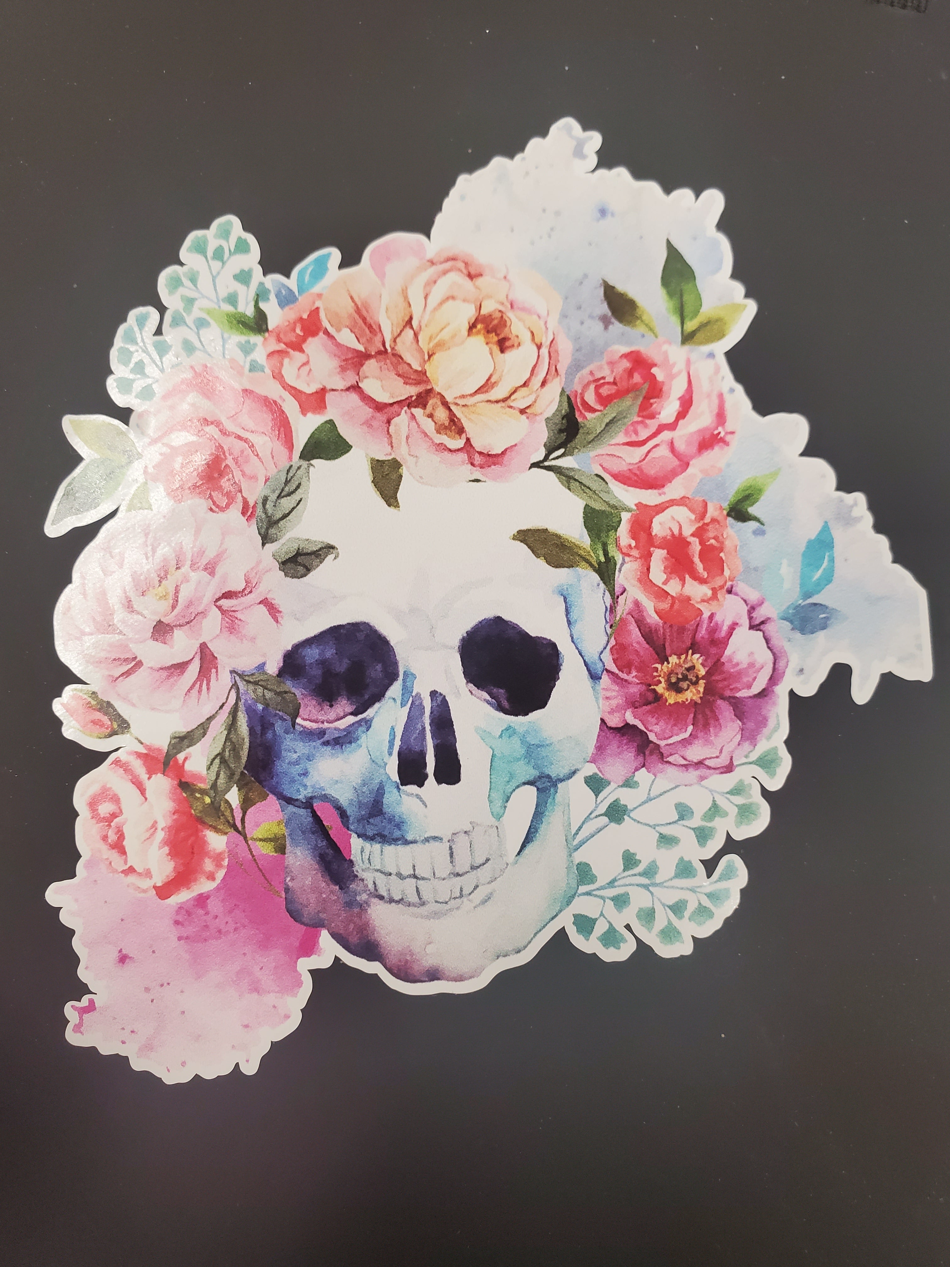 Skull And Flower - Adhesive Vinyl Decal – Kraft Craze