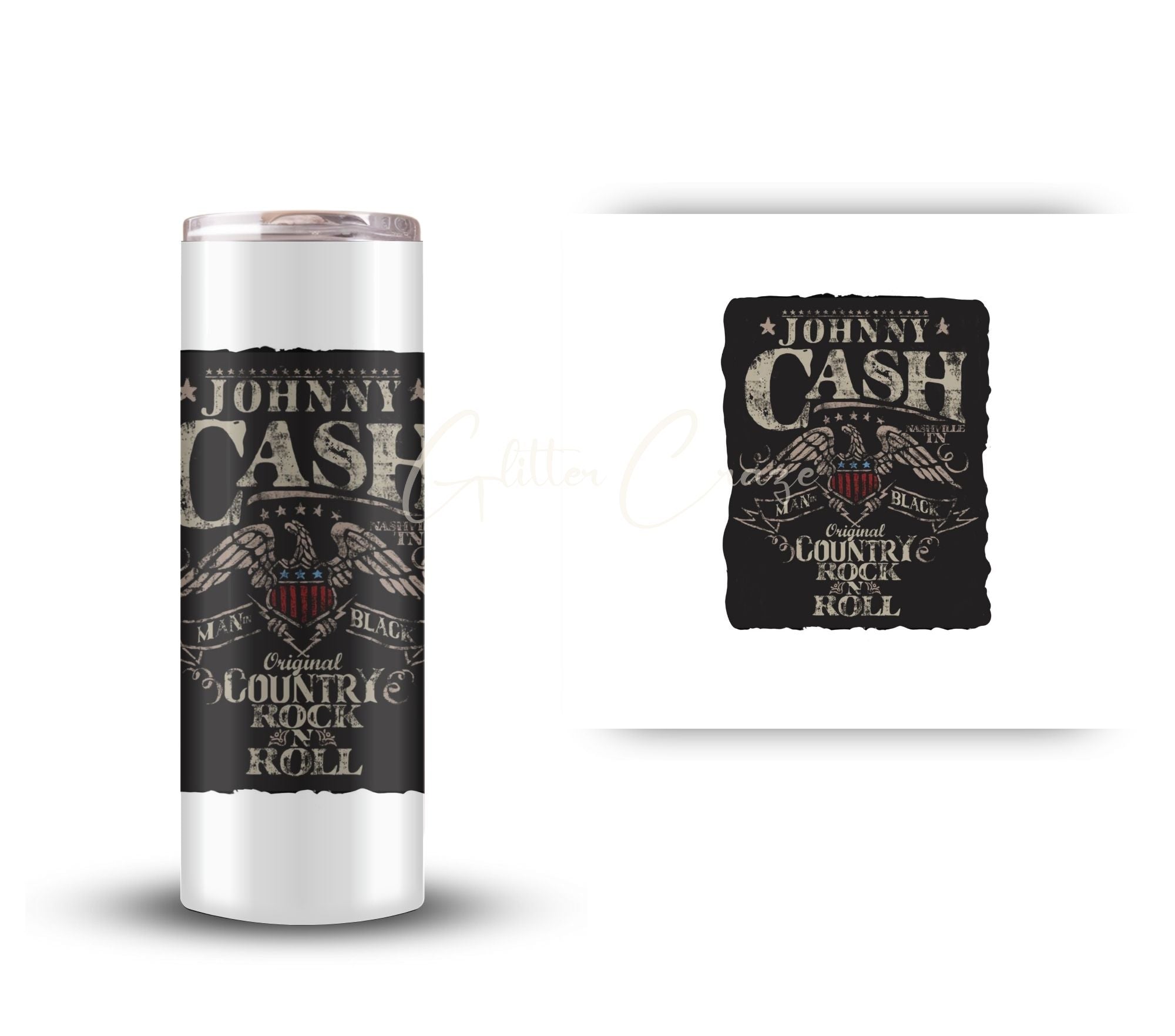 Johnny Cash UV DTF Decals- 3 Designs- 4 Sizes – Kraft Craze