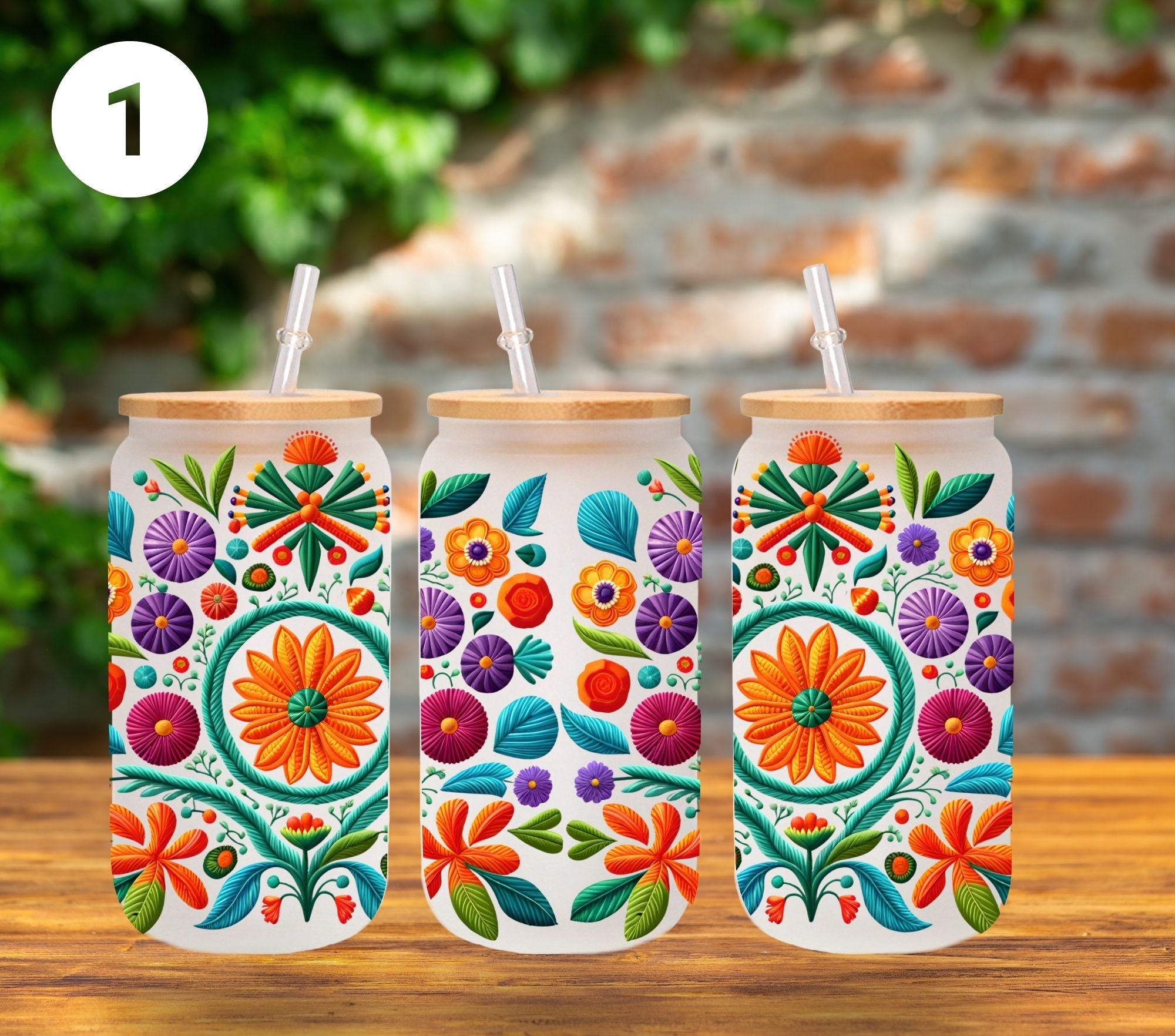 Mexican Embroidery UV DTF Libbey wrap- 5 designs – Kraft Craze