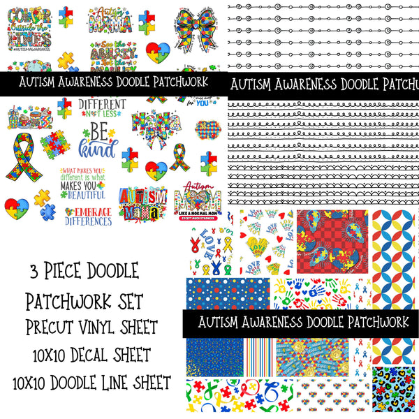 Autism Awareness Doodle Patchwork Set – Kraft Craze