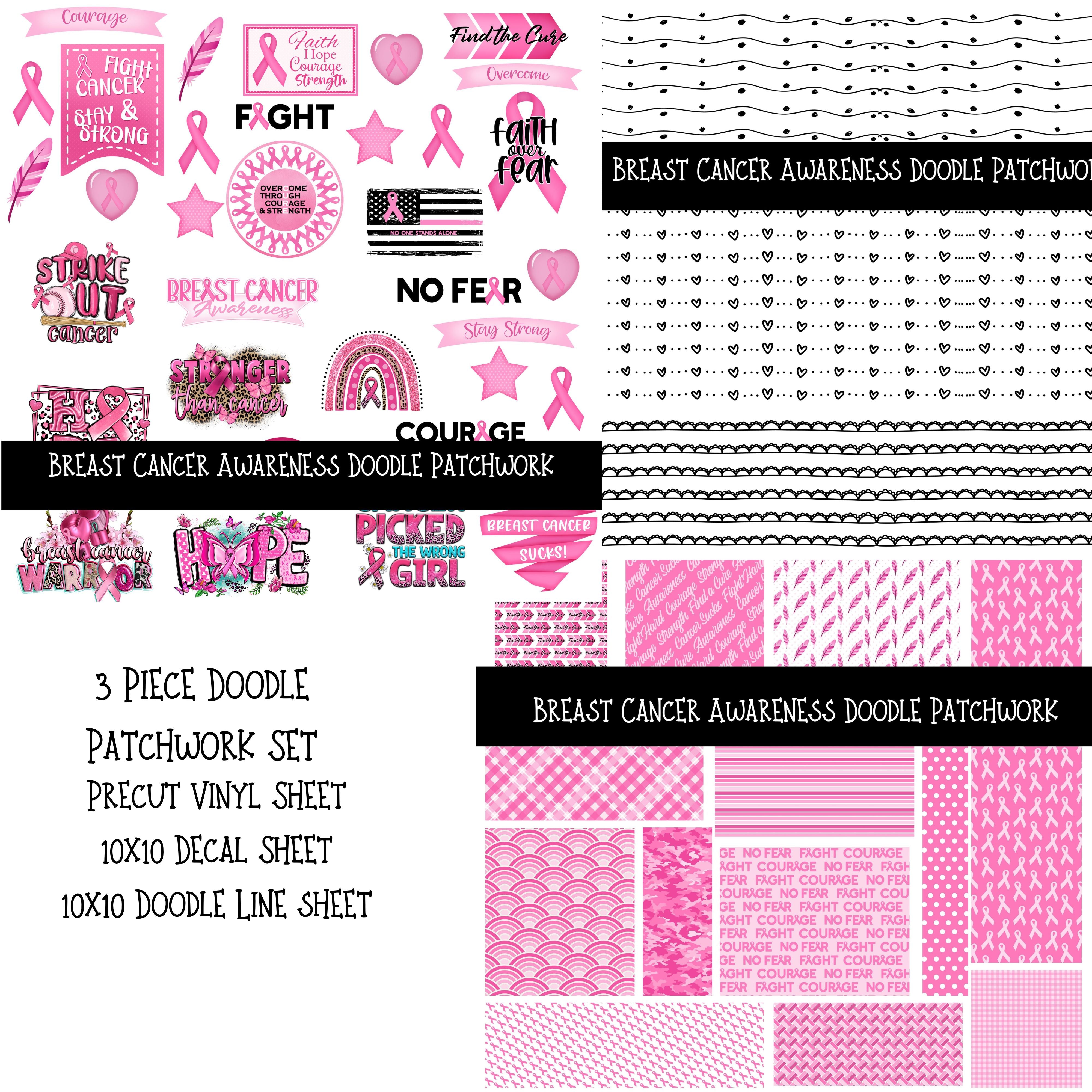 Breast Cancer Awareness Doodle Patchwork Set – Kraft Craze
