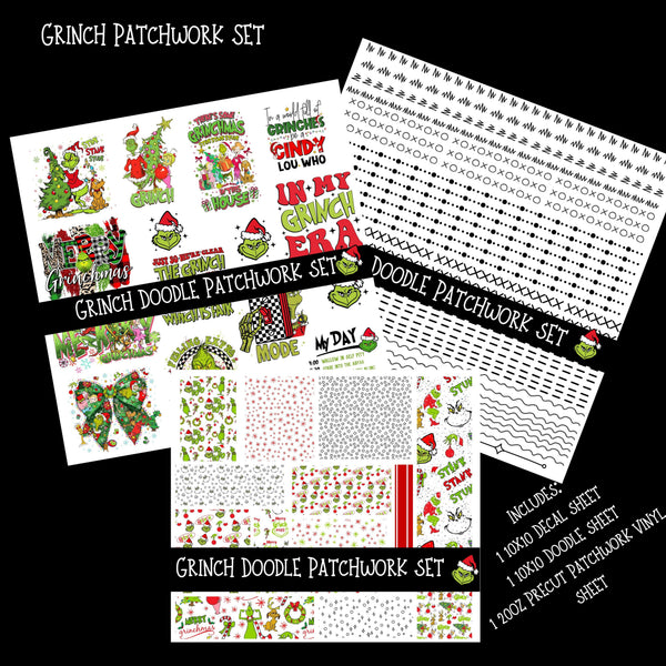 Grinch Doodle Patchwork Set – Kraft Craze