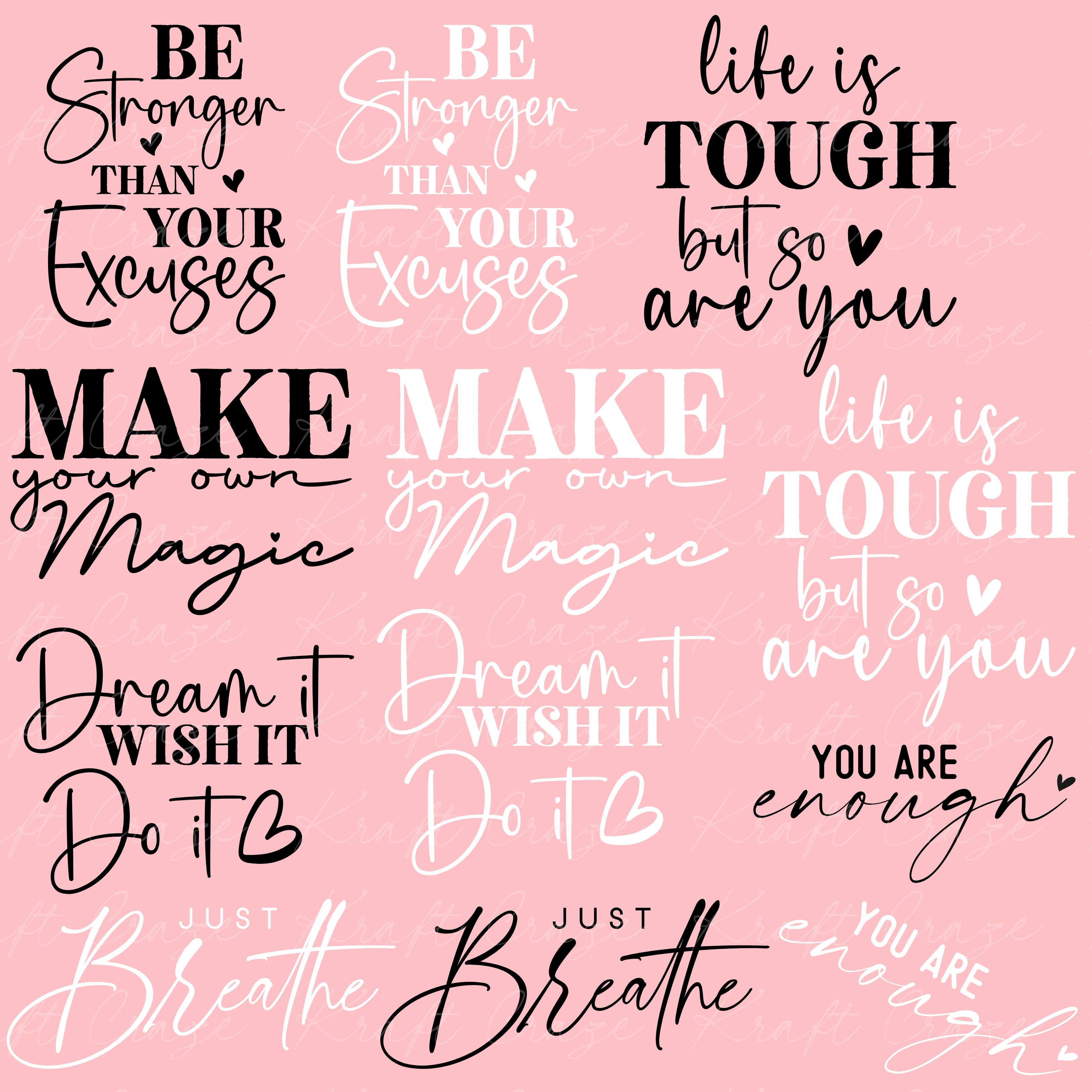 Inspirational Quotes UV DTF Decal Sheets 4 Sheet designs to choose fro ...