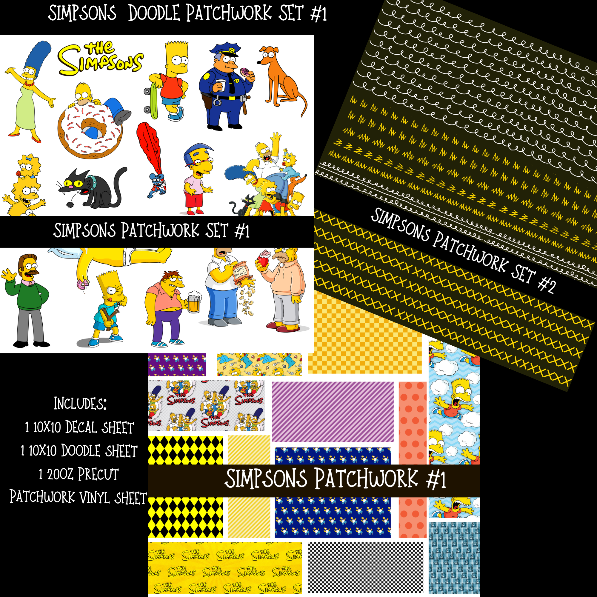 Simpsons Doodle Patchwork (2 variants) – Kraft Craze