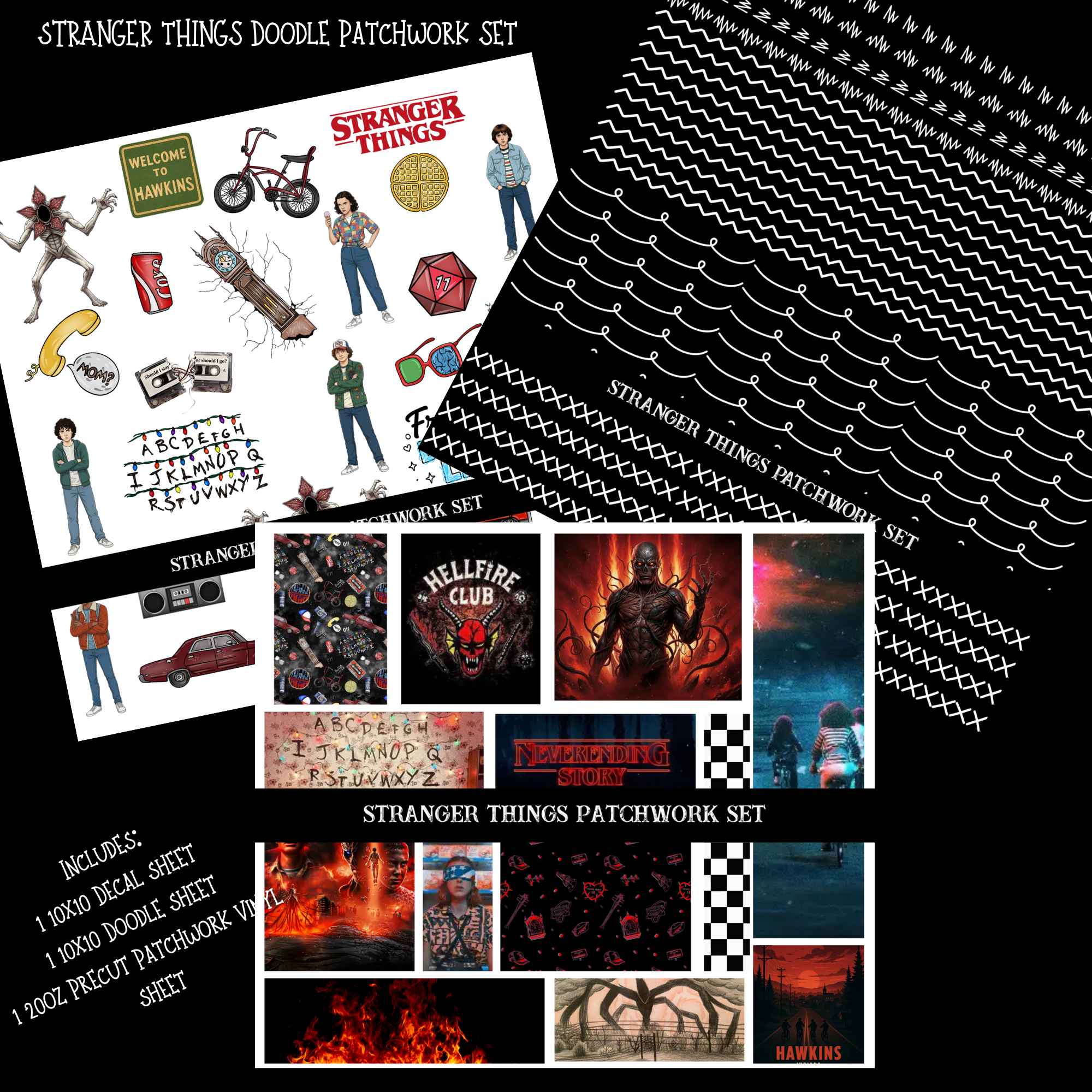 Stranger Things Doodle Patchwork Set – Kraft Craze