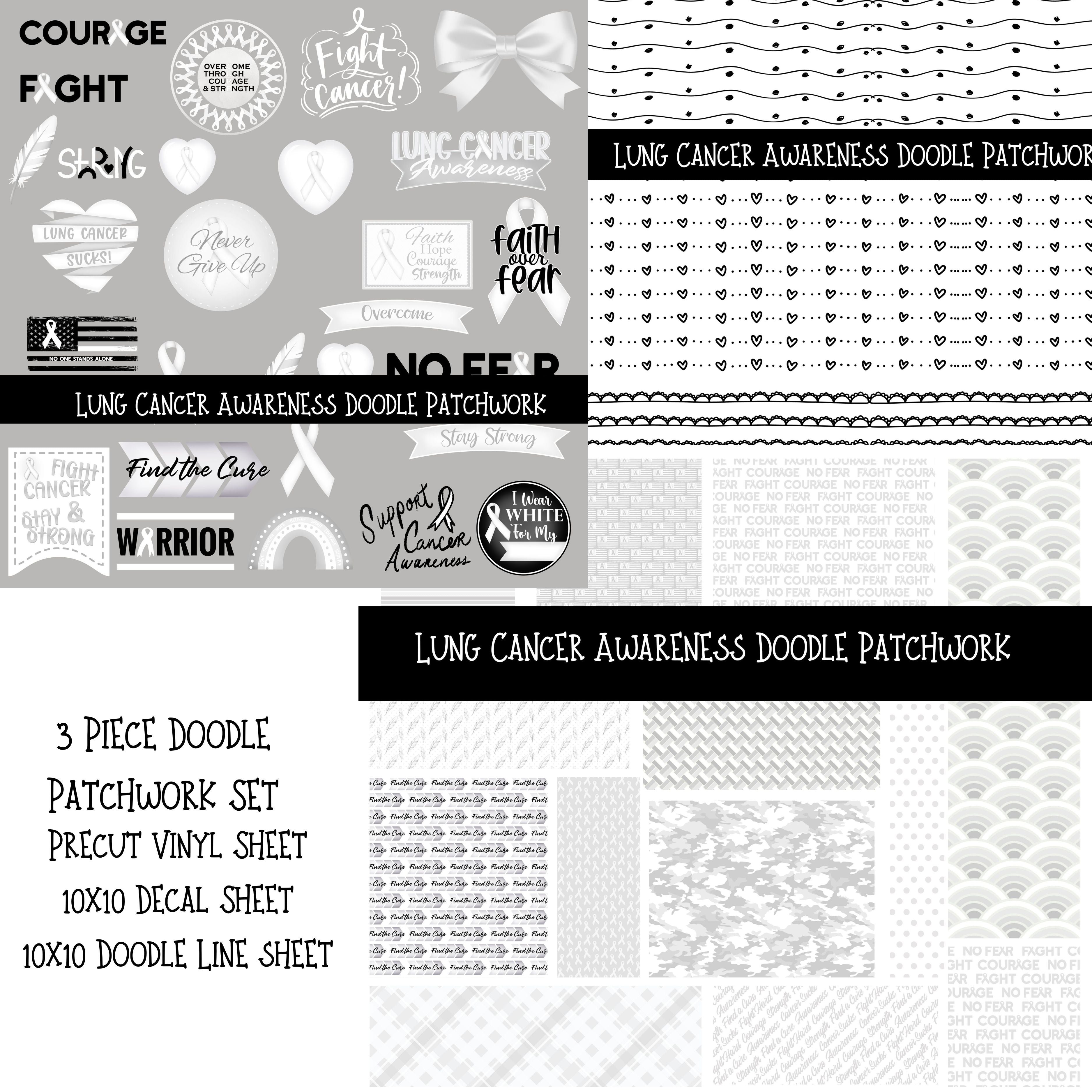 Lung Cancer Awareness Doodle Patchwork Set – Kraft Craze
