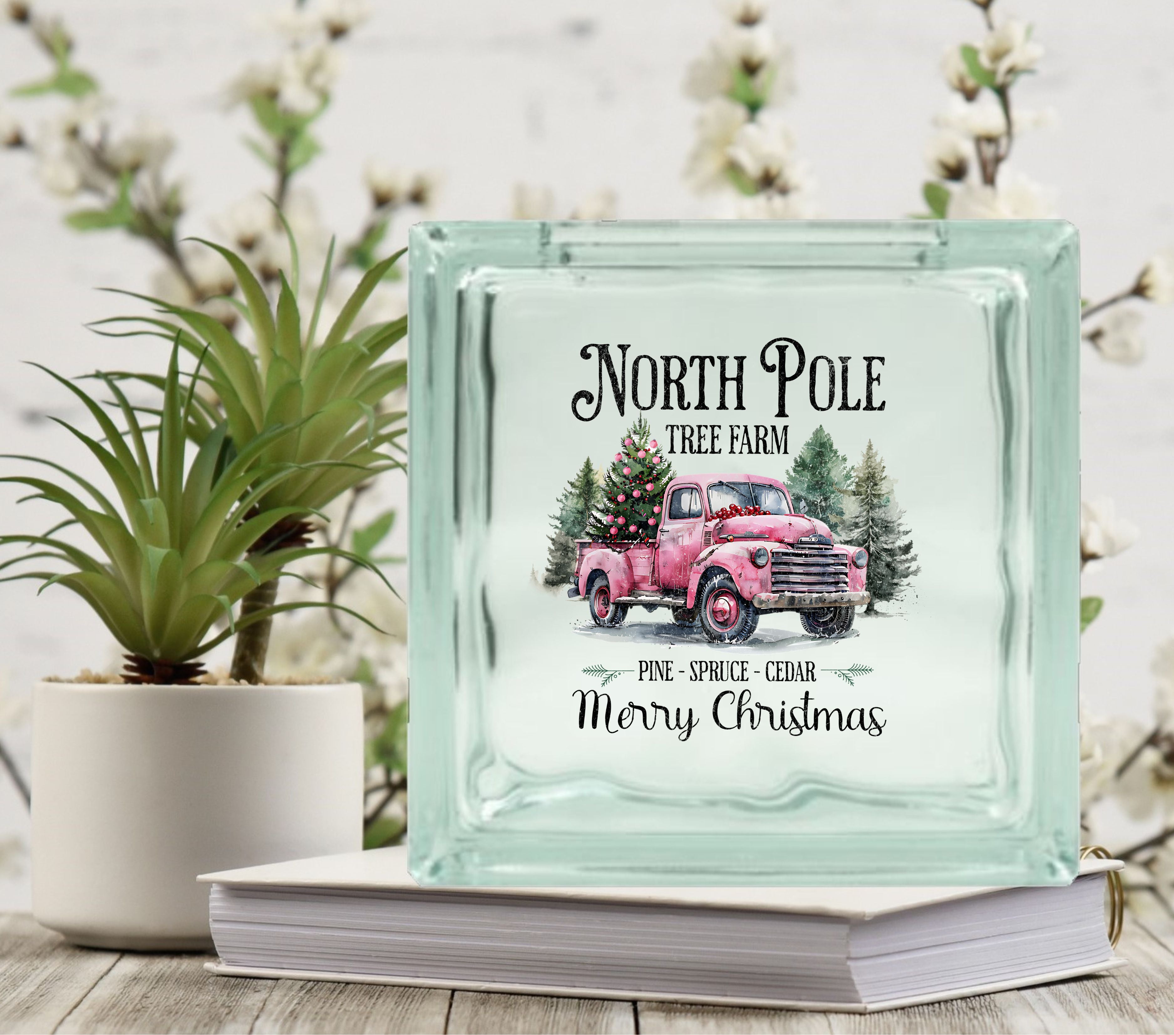 North Pole Tree Farm Glass Block Decal – Kraft Craze