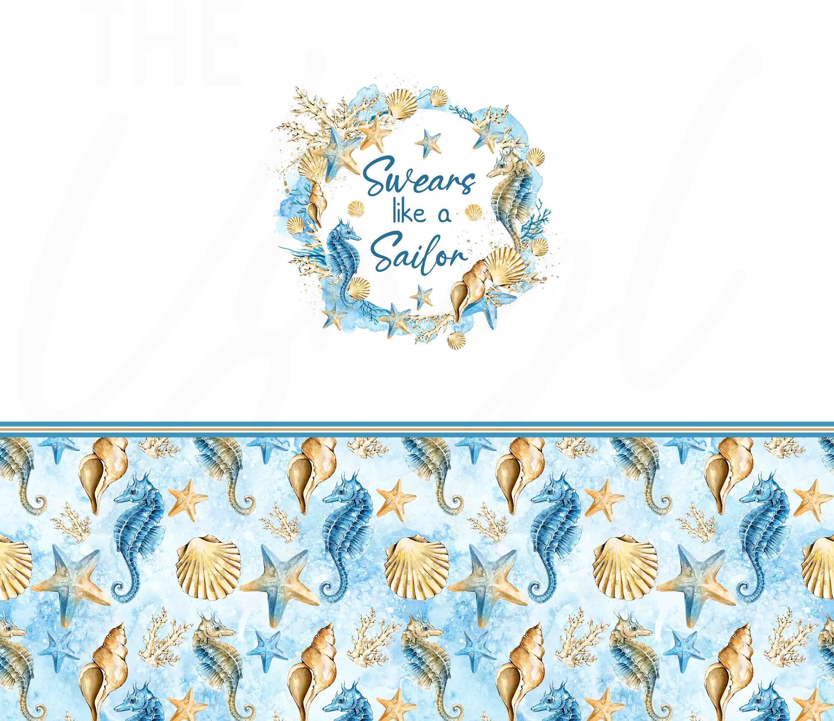 Seahorse Swears Like A Sailor 20 or 30 oz Skinny Adhesive Vinyl Wrap ...