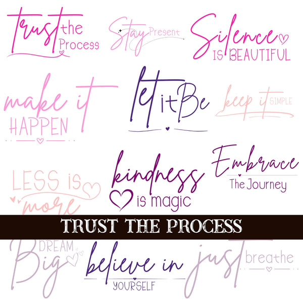 Trust the process UV DTF Decal Sheets 3 color options – Kraft Craze