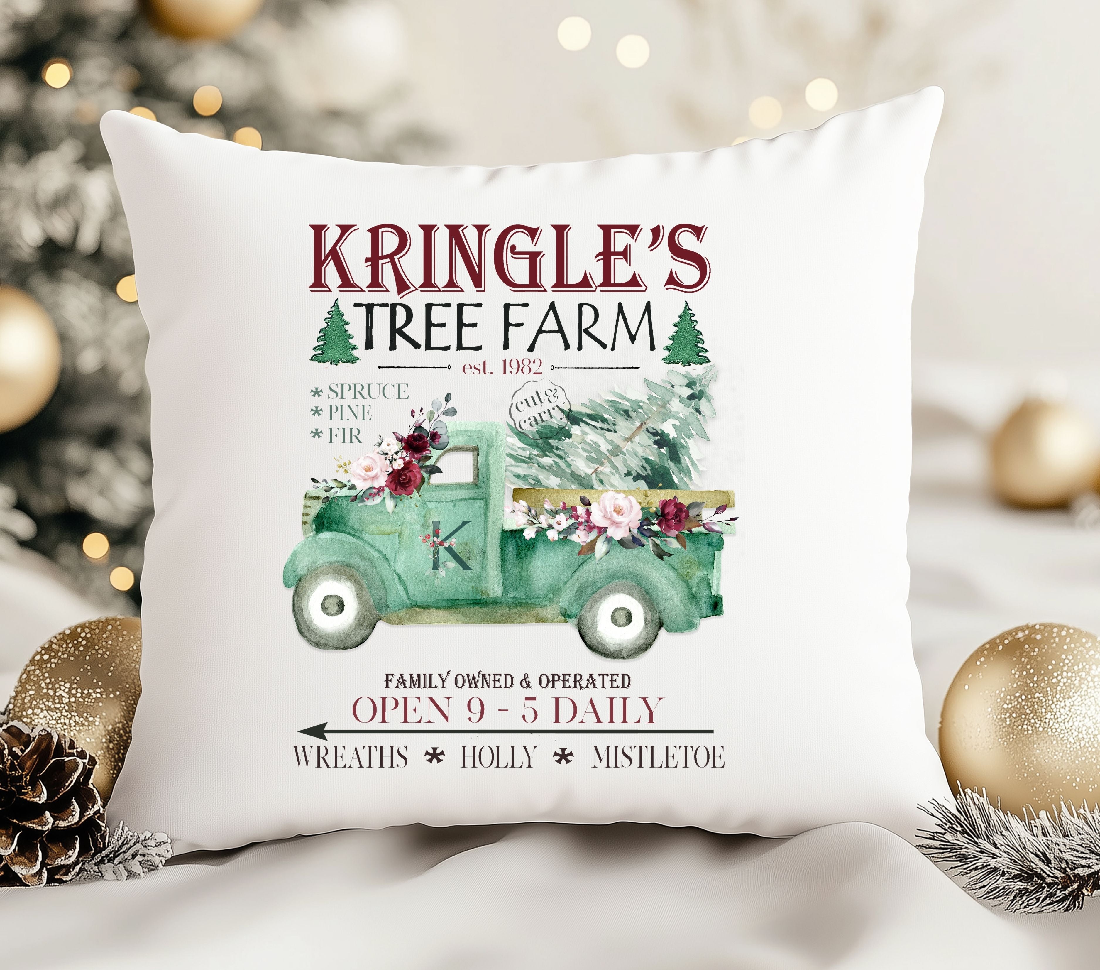 Kringle's Tree Farm DTF Transfers for pillows and towels – Kraft Craze