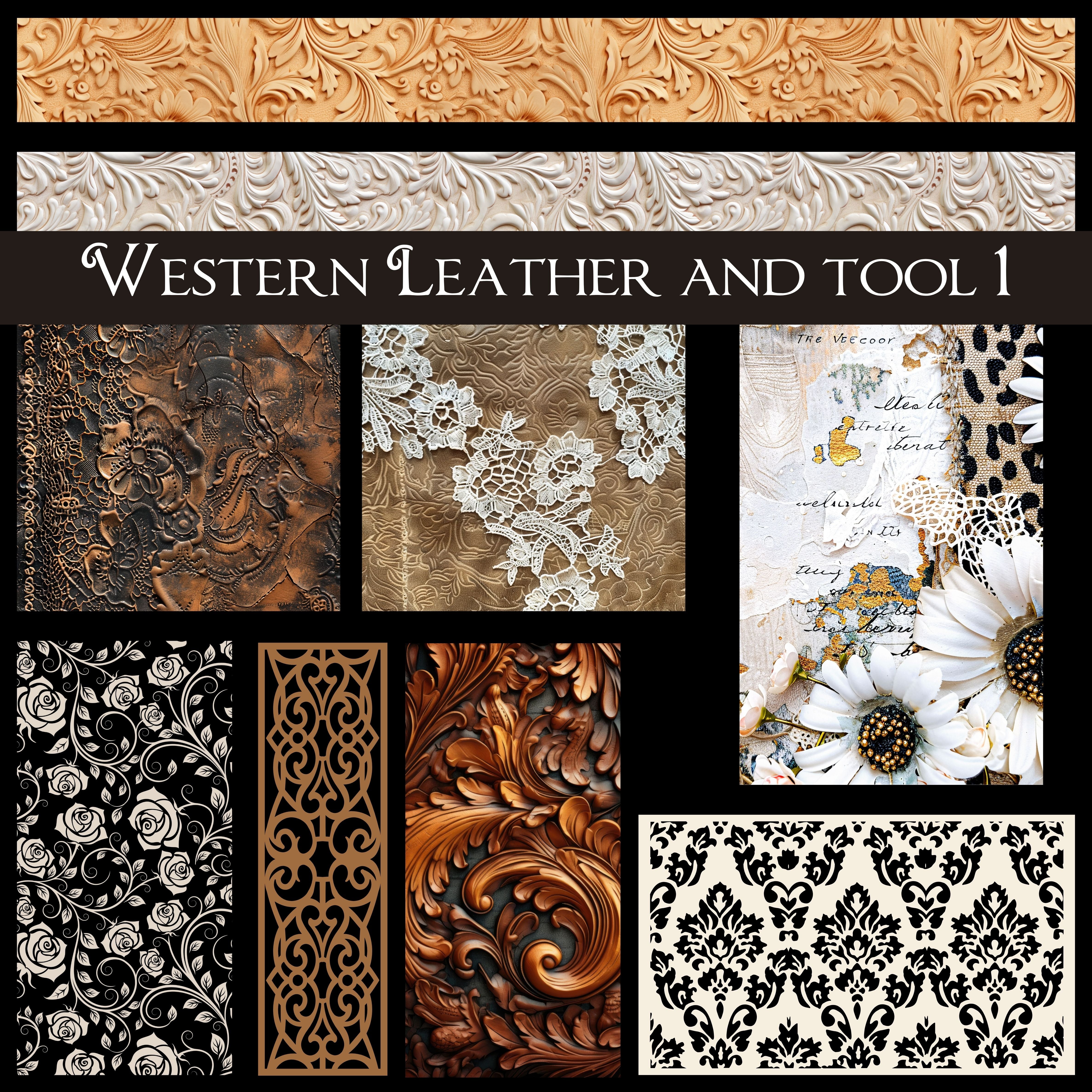 Western Leather and Tool UV DTF Decal Sheets 3 design options – Kraft Craze