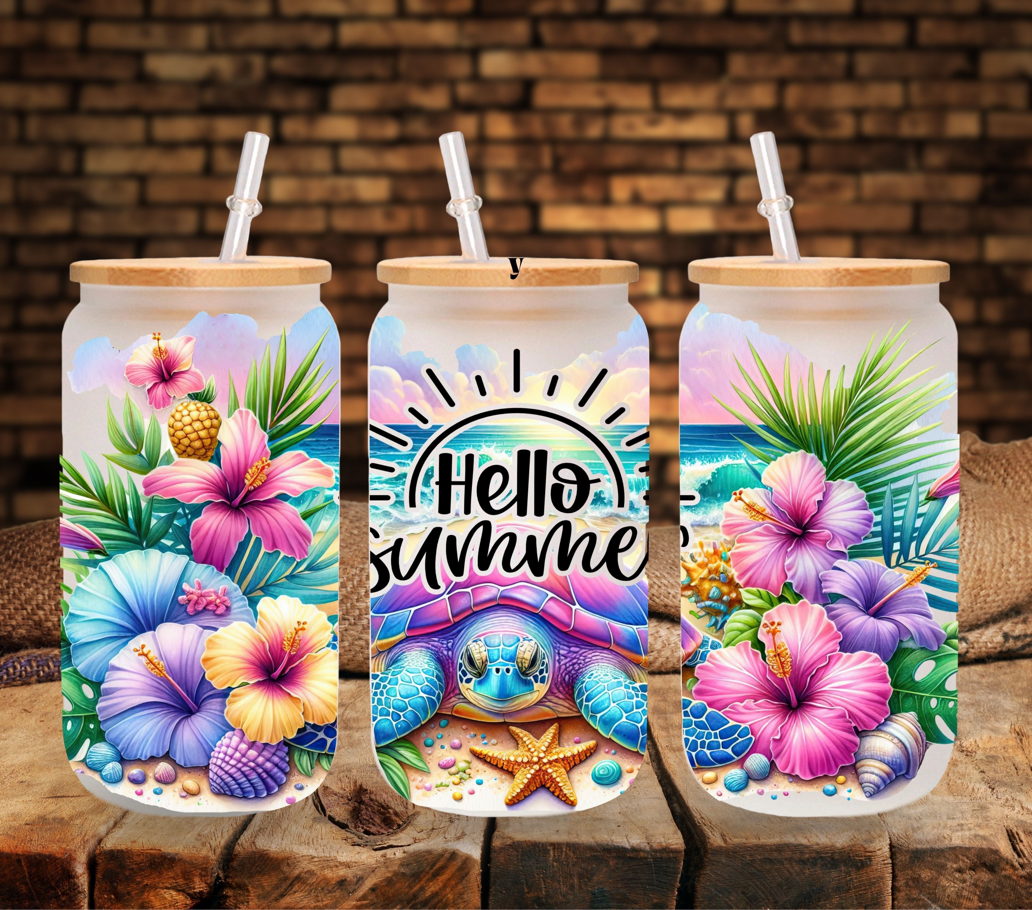 Hello Summer Sea Turtle UV DTF Libbey wrap – Kraft Craze