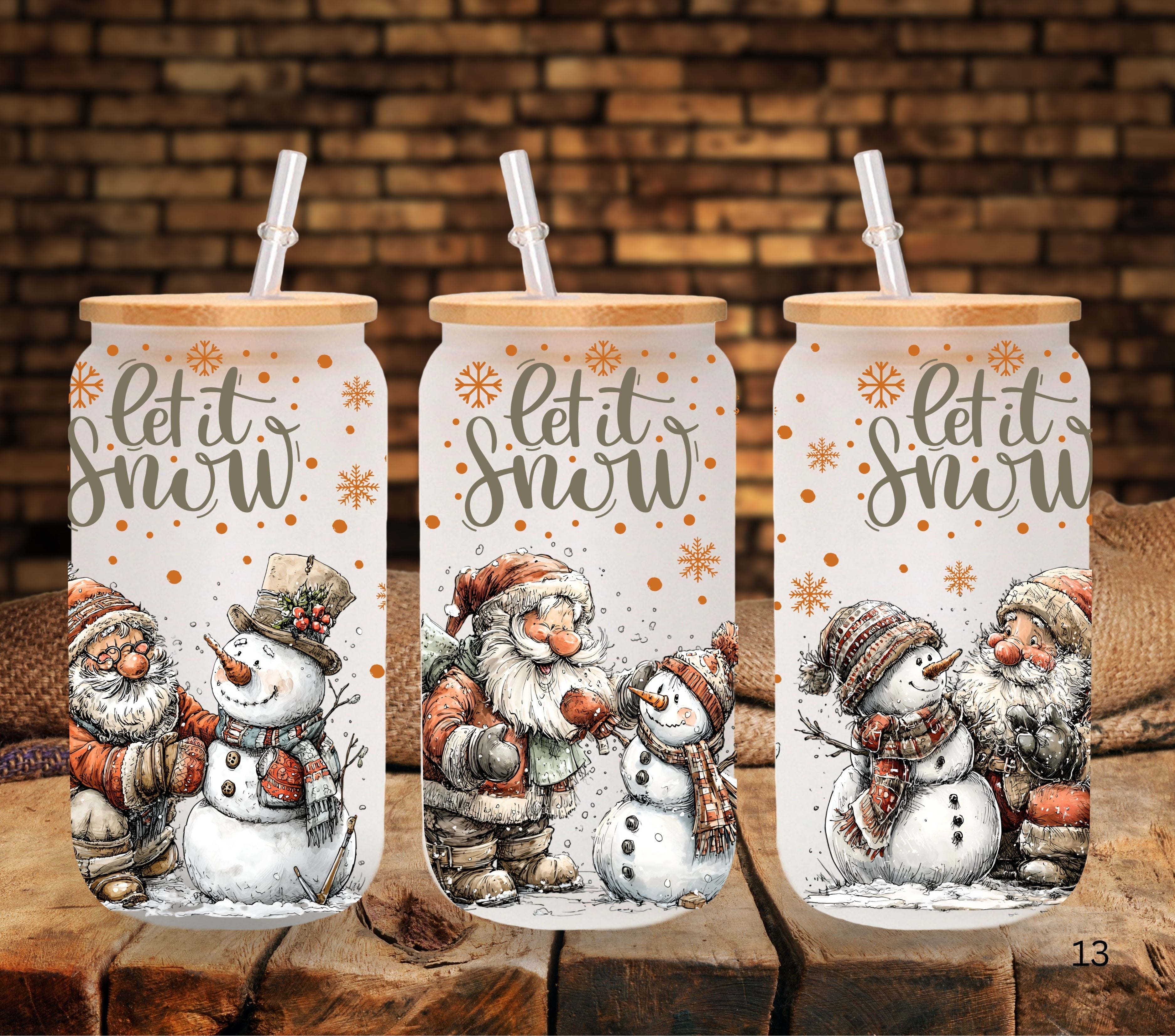 Let it snow Snowmen and Santa UV DTF Libbey wrap – Kraft Craze